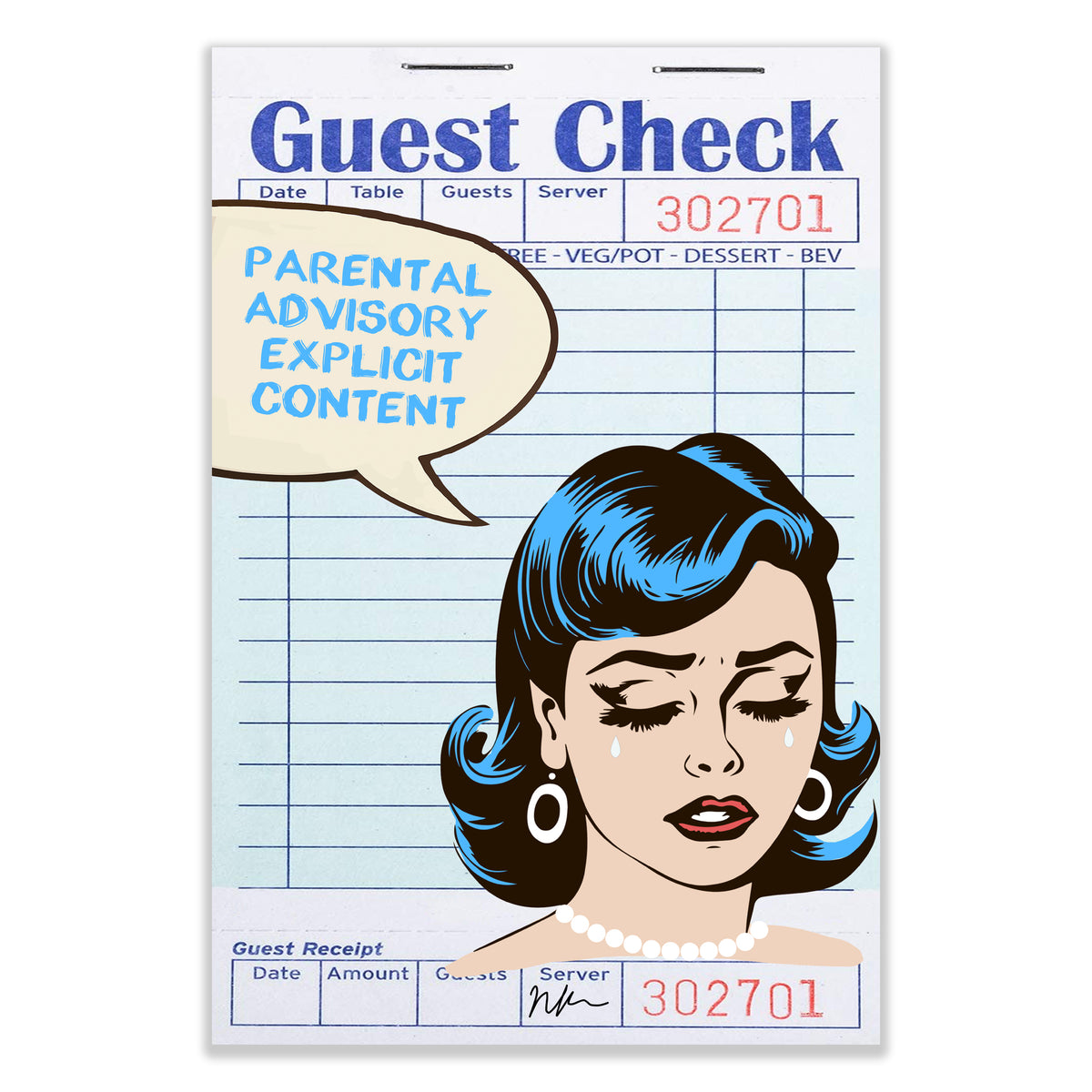 NikkiRaye Collection "ADVISORY" Guest Check on TilePix Glass 16x24